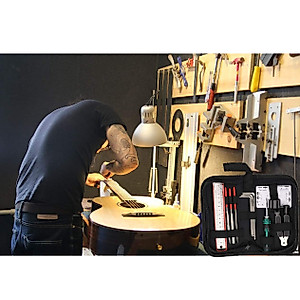 Hidear Guitar Repairing Maintenance Tool Kit Includes String Organizer String Action Ruler Gauge Measuring Tool Hex Wrench Set Files for Guitar Ukulele Bass Mandolin Banjo