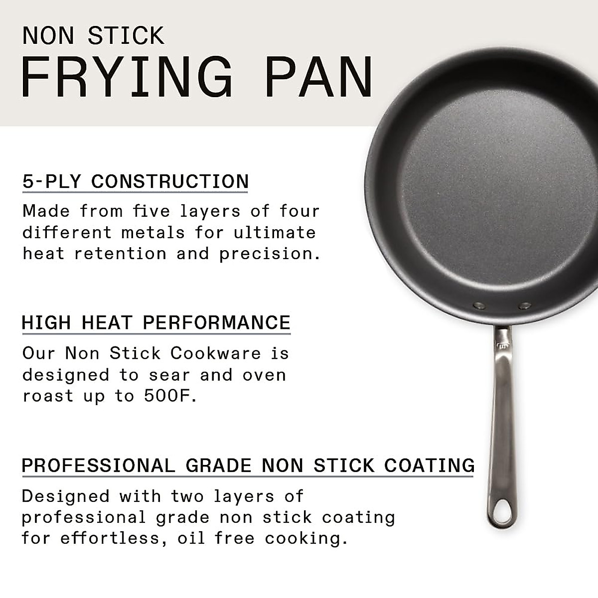 Made In Cookware - 10" Non Stick Frying Pan (Graphite) - 5 Ply Stainless Clad Nonstick - Professional Cookware - Crafted in USA - Induction Compatible