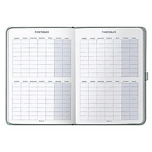 Busy B Mid Year 17 Month Diary August 2023 - December 2024 - Sage - Faux Leather Academic Diary with Week to View Planner with Pen Holder, Elastic Closure and Storage Pockets