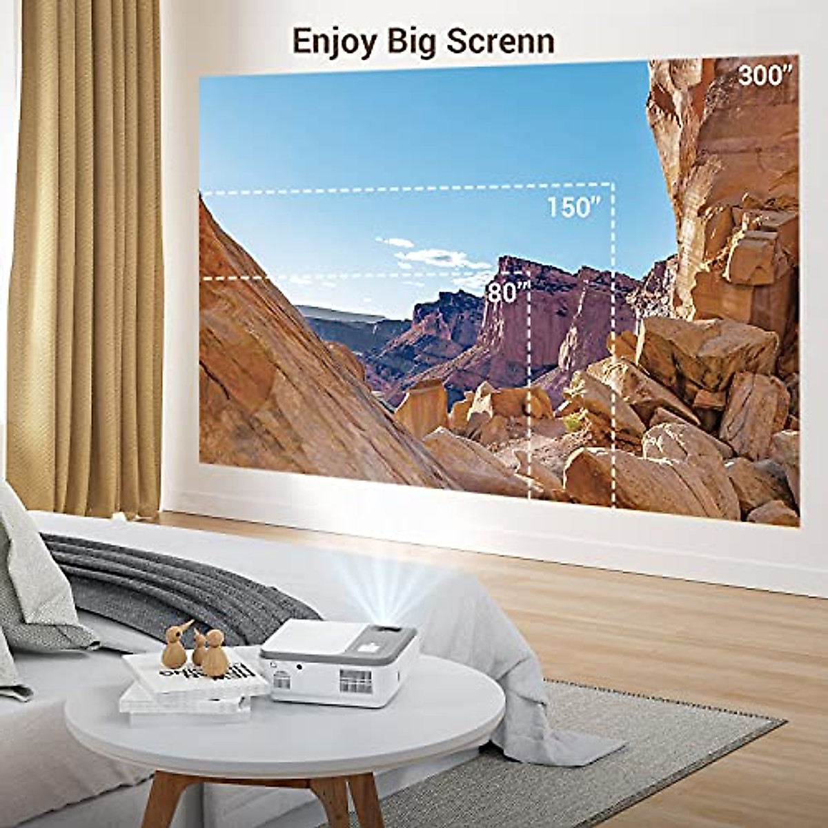 WiMiUS 2023 Upgrade Projector with WiFi and Bluetooth, 480 ANSI Lumens 4K Projector, Native 1080P 5G WiFi Projector, 500" Display&Zoom, Brighter&Clearer Outdoor Movie Projector for Phone/PC/TV Stick