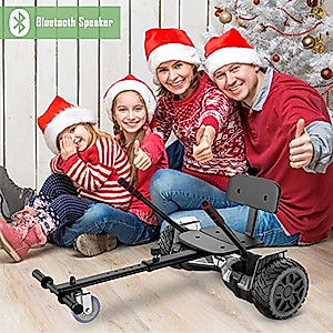 UNI-SUN Hoverboard with Seat Attachment Combo, 8.5" Hoverboard with Seat, Self Balancing Scooter with Bluetooth Speaker & LED Lights, Hoverboards for Kids & Adults, Silver