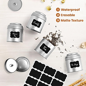 Tea Tin with Airtight Double Lids for Loose Leaf Tea Storage, 8 Oz Kitchen Small Tin Can and Tea Canister for Tea Coffee Sugar Candy Spices Christmas Gift (12 PACK)