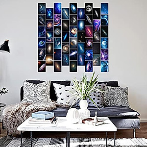 MAHIOYI Starry Sky Wall Collage Kit Aesthetic Pictures Galaxy Poster Space Room Decor Gift for Boys Girls, 50pcs 4x6in