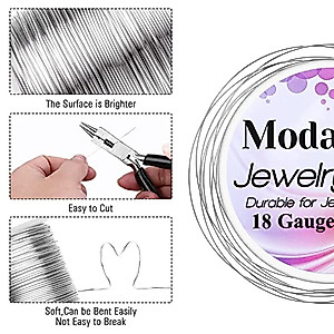 18 Gauge Silver Jewelry Wire with 4 in 1 Plier modacraft 65FT Craft Wire 1 MM Tarnish Resistant Copper Wire ​Beading Wire for Jewelry Making Supplies and Crafting
