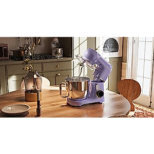 Mini Angel Electric Stand Mixer, 5.5 Quarts, Dough Hook, Flat Beater, Wire Whisk Attachments, 10+P Speeds with Splash Guard, Lavender with DIY STICKERS