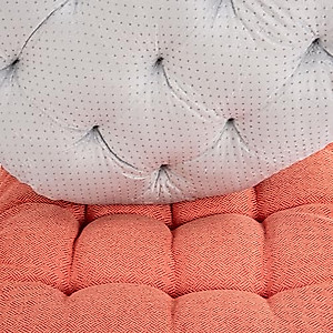 POMIU Outdoor Chair Cushions for Patio and Garden Furniture, Chair Pads Set Premium Comfortable Thick Fiber Fill Tufted Seat Floor Cover (2 Pack, 19" x 19", Orange)