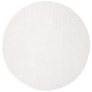 SAFAVIEH August Shag Collection 6'7" Round White AUG900A Solid 1.2-inch Thick Area Rug