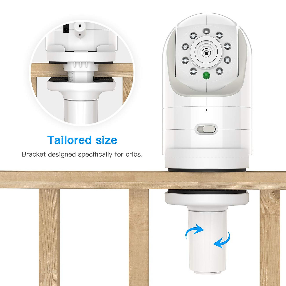 HOLACA Baby Monitor Mount Bracket for Infant Optics DXR-8 Infant Optics DXR-8 Pro Baby Monitor, Compatible with Universal Baby Cradle-No Need Tools