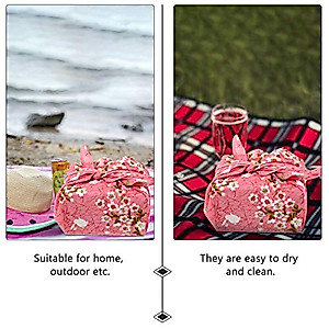 Amosfun Japanese Wrapping Cloth Handkerchief Japanese Bento Lunch Bandana Cover Pink Decorative Table Plate Cloth for Home Picnic Camping Outdoor Bento Wrapper 50X50CM