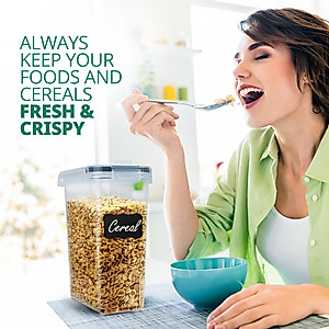 SirContainers Cereal Containers Storage - 4 Pack Airtight Food Storage Containers Large Cereal Dispenser 4 Liter Plastic Storage Containers with Lids