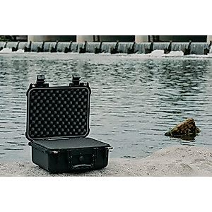 MEIJIA Portable All Weather Waterproof Protective Case,Hard Case,Camera Case With Customized Fit Foam,Fit Use of Drones,Camera,Equipments,Pistols,Elegant Black,13.35 x11.63x5.98inches
