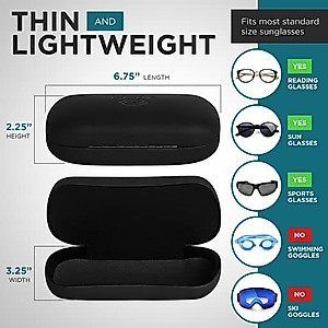 SpecNest SunGlasses Case - Vegan Leather Sunglass Holder with Mesh Foam to Cradle Sunglasses Securely - Hard Eyeglass Case with Metal Construction - Designed by Optical Professionals