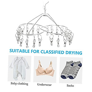 CAXUSD 1pc Drying Rack Metal Clothes Hanger Foldable Laundry Rack Stainless Steel Clips Clothes Drying Hanger Sock Hangers with Clips Drying Clip Hanger Balcony Drying Rack Socks Clips