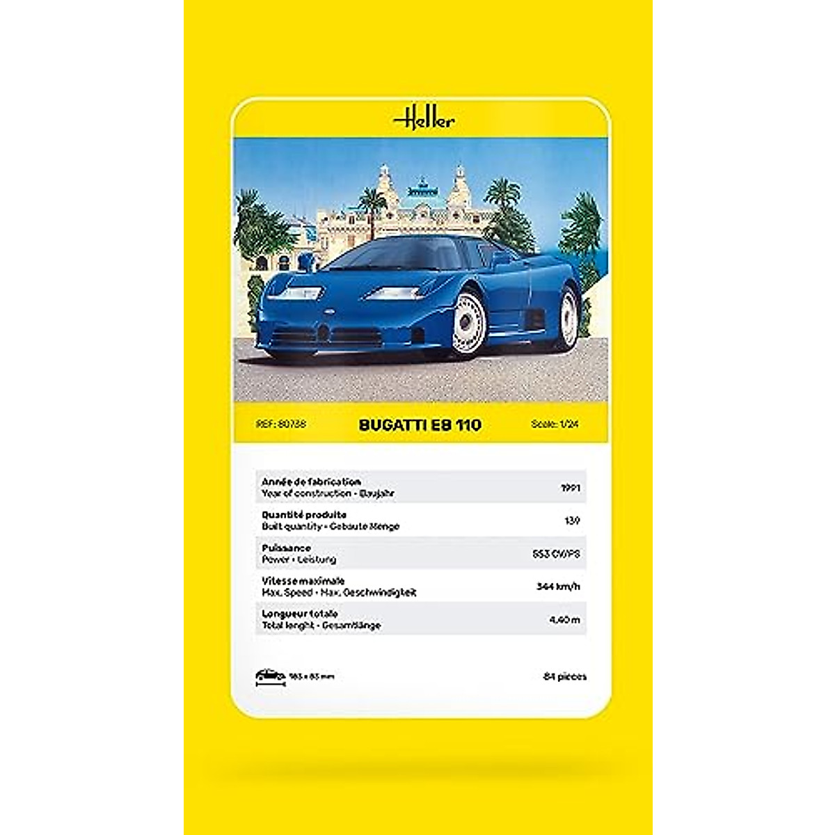 Heller HEL80738 1:24-Bugatti EB 110, Unpainted