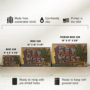 Lantern Press 6x9 Inch Wood Sign, Ready to Hang Wall Decor, Key West, Florida, Large Letter Scenes