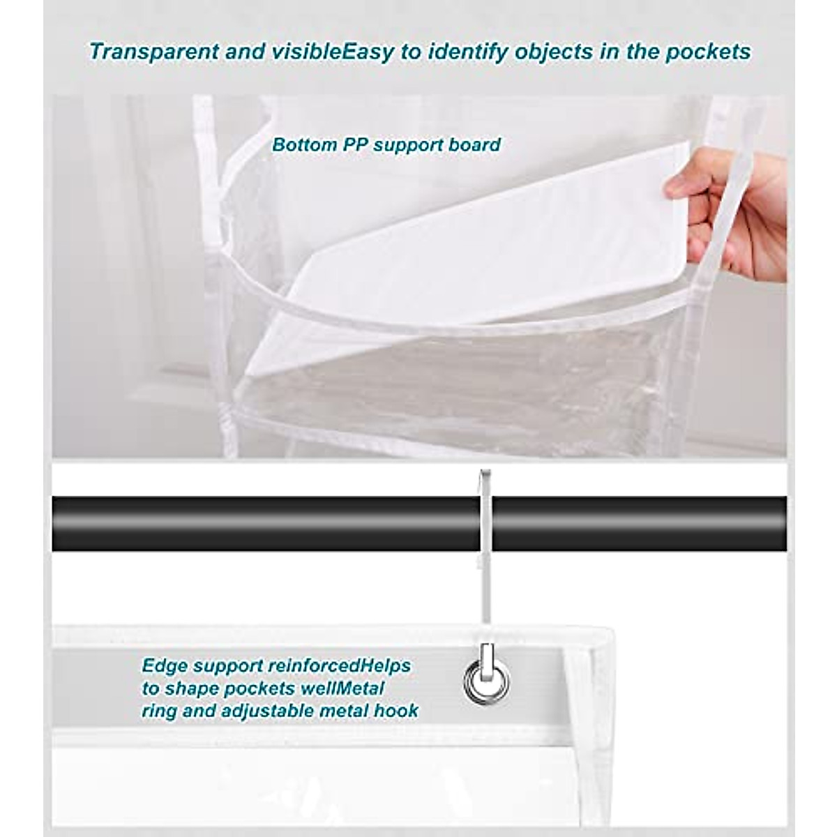 Fixwal 2 Pack 5-Shelf Over The Door Hanging Pantry Organizer, Hanging Storage with Clear Plastic Pockets, Large Capacity Door Organizer for Closet, Bedroom, Nursery, Bathroom and Sundries