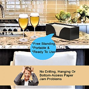 Countertop Multifold Paper Towel Dispenser - Black Bamboo Wood Folded Paper Towel Holder - For Single Fold, Trifold, C Fold & Z Fold Hand Napkins Folded Size 9.7" x 3.7" Or Smaller