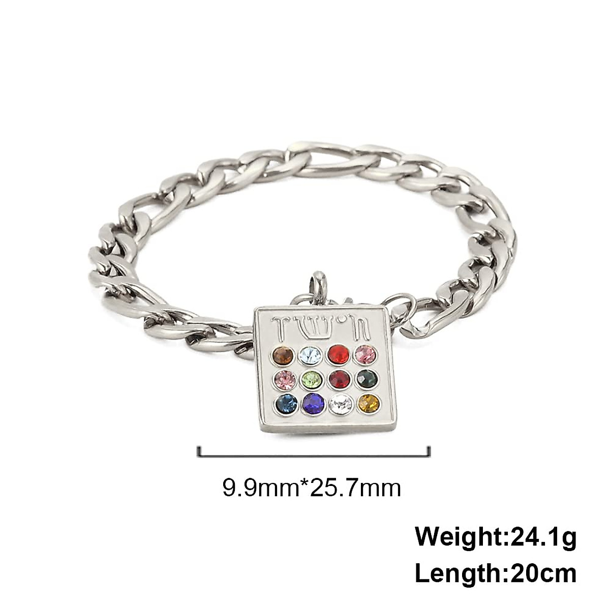 LIKGREAT Hebrew Inscription 12 Tribes of Israel Bracelet Hoshen Breastplate Bracelet High Priest Israel Jewelry for Women