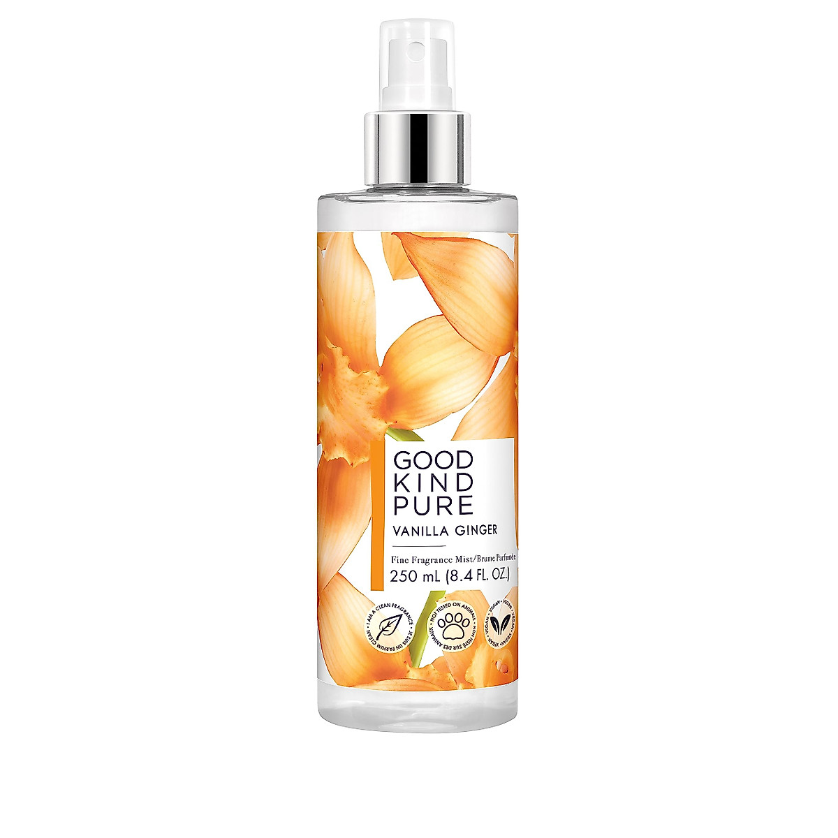 Good Kind Pure Vanilla Ginger Body Mist Spray - Energizing, Gourmand Fragrance - A blend of Casablanca Lily & Warm Vanilla - Clean, Vegan, & Long-Lasting Formula - 8.4 Fl Oz