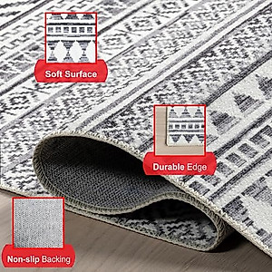 nuLOOM Kira Machine Washable Tribal Geometric Ultra Thin Area Rug, 4x6, Grey