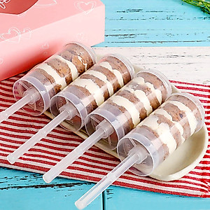 Csdtylh 24 Pack Cake Push Pop Containers with Lids, Reusable Cake Push Pops, Muti-purpose Push Pop Cake Containers, Plastic Cake Push-up Pop Shooter for Cupcake, Confetti, Homemade Ice Cream,Desserts