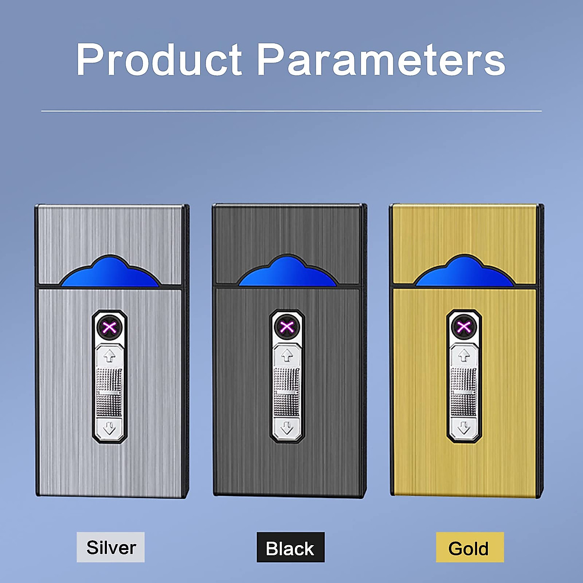 Cigarette Case Lighters, Cigarette Case with Electric Lighter, USB Rechargeable Lighter, Electric Arc Lighter Cigarettes Box Holder Birthday Gift for Women Men, Hold 20 Regular Size Cigarettes (Black)