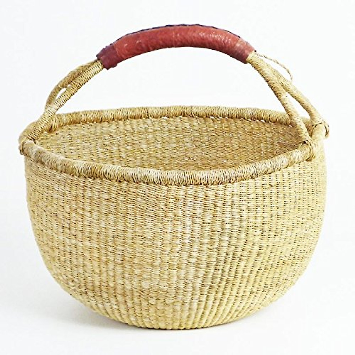 Hands Craft Fair Trade Ghana Bolga African Dye-Free Market Basket Natural Baskets (11"-13" Medium)