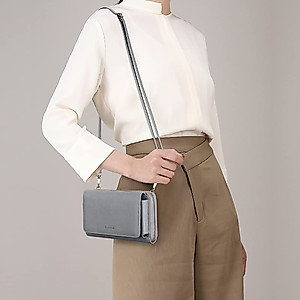 Peacocktion Women Wallet Purse Credit Card Holder with RFID, Large Capacity Crossbody Wristlet Clutch 2 Straps, Gray