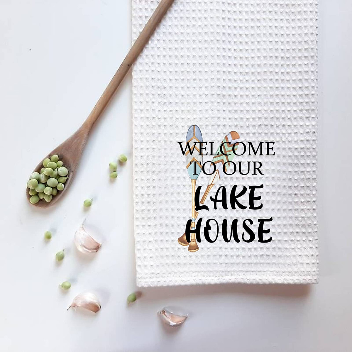 ZJXHPO Lake House Gift Welcome to Our Lake House Kitchen Towel Lake House Dish Towel Housewarming Gift Lake House Decor (Lake House Towel)