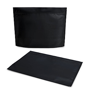 PouchWorth 50 Pieces Matte Black Child Resistant Exit Bag 12Inx9Inx4In Ziplock Pouch Smell Proof Bags for Food Storage Piecesaging, Herbs, Coffee
