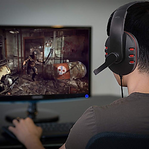 SourceTon 3.5mm Noise Isolating Over Ear Headphone with Mic and Volume Control Compatible with Laptop, PC, Xbox One Controller, Bonus with Extra 3.5mm Adapter