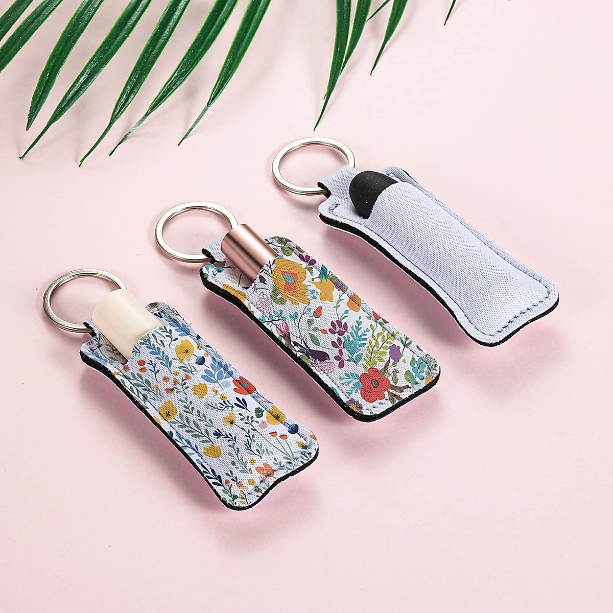 Valyria Sublimation Blanks Chapstick Holder Keychains Lipstick Holder Keychains Chapstick Holder Bulk (White-Rectangle (20 Pcs))