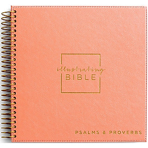 Illustrating Bible NIV: Books of Psalms & Proverbs - Spiral Bound Bible Journal, Coral