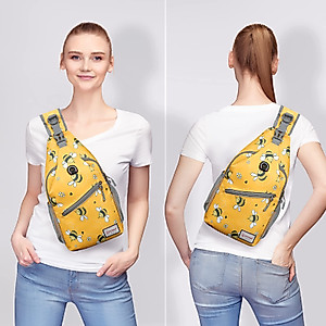 ZOMAKE Sling Bag for Women Men:Small Crossbody Sling Backpack - Mini Water Resistant Shoulder Bag Anti Thief Chest Bag Daypack for Travel Hiking Outdoor Sports (Bee Yellow)