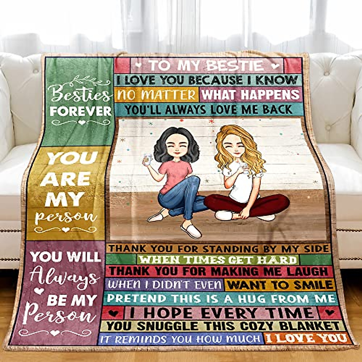 KERAOO Personalized Blanket Gift for Friend, Birthday Gifts for Friends, Flannel Throw Blankets Valentines Day Graduation Birthday Gift for Bestie, BFF, Sister (for Friend, 60"X50")
