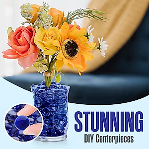 Houseables Glass Stone, Marbles, Pebbles for Vases, Blue, 5 LB, 400-500 Stones, Flat Bottom, Round Top Rocks, Bowl Filler Gems, Iridescent Decor, Decorative Centerpieces, Fire Beads, Florist, Aquarium