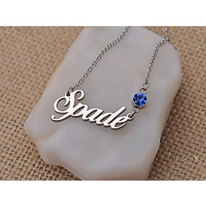 LikeFun Custom Mom Gifts Silver Pendant Birthstone Name Necklace for Her Cobi