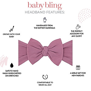 Baby Bling Bows - Newborn to Little Baby Girl Bows, 3PK CLASSIC KNOT Nylon Super Soft Stretchy Toddler Headbands, Perfect Hair Accessories Head Bands for Infant Kids, Made in the USA