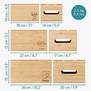 Navaris Bamboo Stackable Potato Onion & Garlic Storage, Set of 3 - Vegetable Storage Crates for The Home and Kitchen - Storage Boxes for Vegetables
