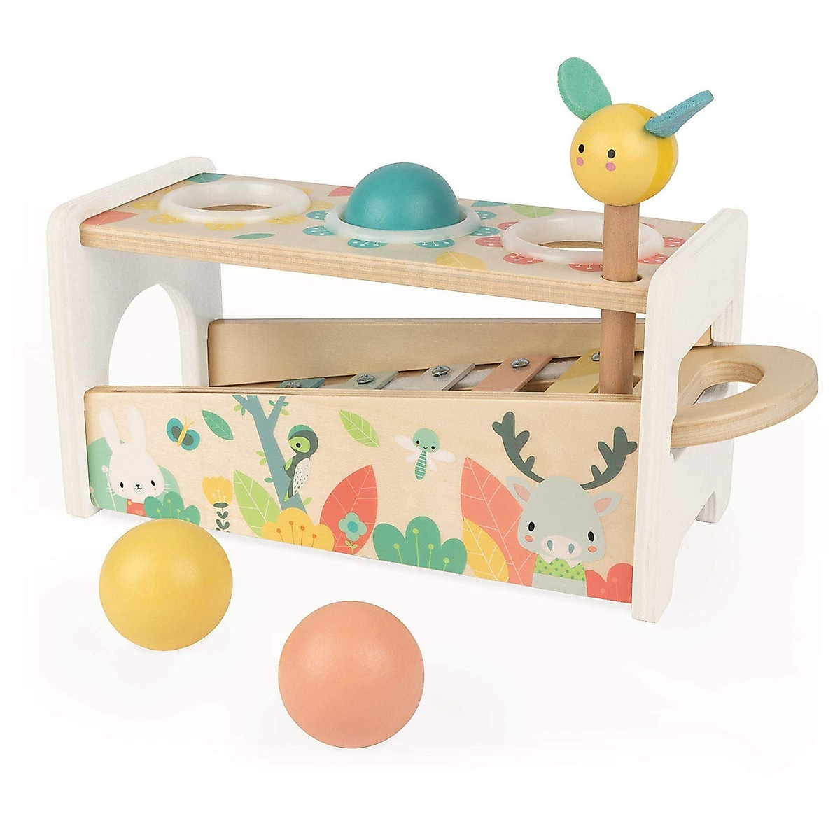 Janod Pure Tap Tap Xylophone Pure 2-in-1 Early Learning Toy - Ages 12 Months+ - J05155