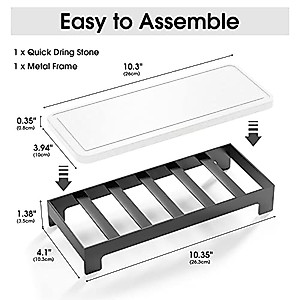 qeerable Instant Dry Sink Organizer,Bathroom Sink Organizer Countertop Soap and Sponge Holder for Kitchen Sink Caddy Drying Rack Accessory Fast Drying Stone Sink Tray （White）