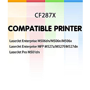 (1-Pack, 87X) Green Toner Supply Compatible CF287X Toner Cartridge HP 87X (1xBlack, High Yield) for Laser Jet Enterprise M506 M506n M506x M506dn MFP M527 Series m527c, Pro M501n M501dn Printer