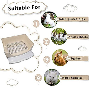 PINVNBY Large Rabbit Litter Box Corner Toilet Box Bigger Pan Pet Potty Trainer with Drawer for Adult Bunny Guinea Pig Chinchilla Ferret Galesaur Hedgehog Small Animals(Brown)