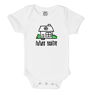 The Spunky Stork Baby Boys and Girls Future Realtor Real Estate Agent Bodysuit (12-18M) White