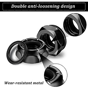 16 Pieces Skateboard Truck Nuts and 16 Pieces Skateboard Truck Axle Washers for Longboards and Skateboard Hardware Kit (Black)