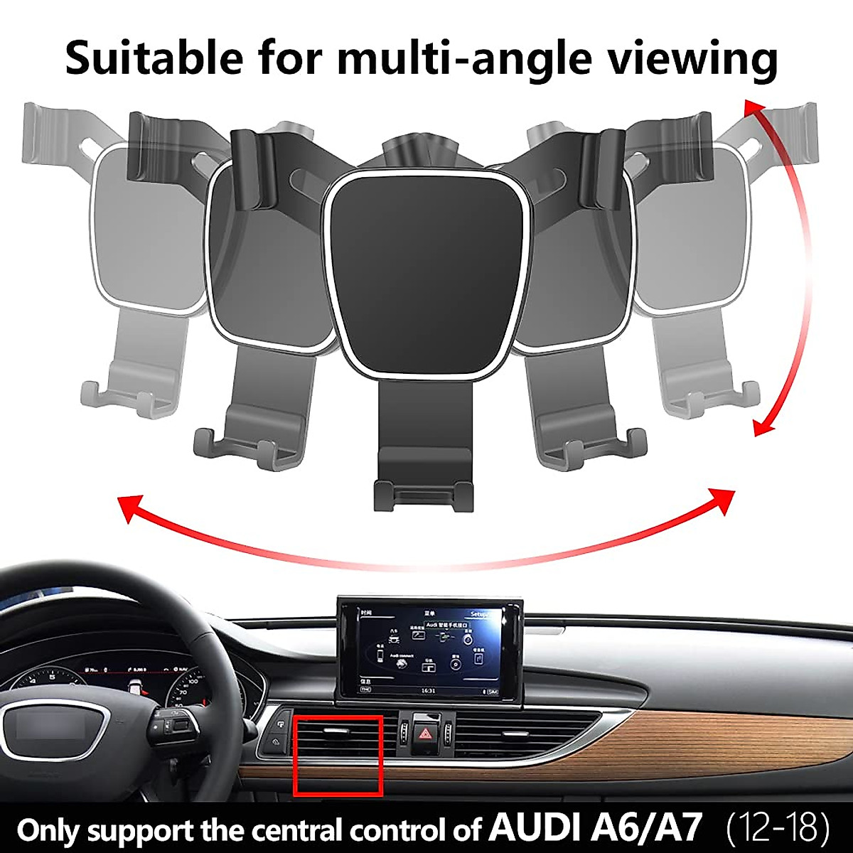 LUNQIN Audi 2012-2018 A6 A7 S6 S7 RS6 RS7 Allroad Car Phone Holder Auto Accessories Navigation Bracket Interior Decoration Mobile Cell Phone Mount