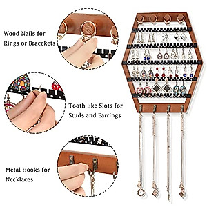handrong Hexagon Hanging Earring Organizer Wall Earring Holder Wall Jewelry Holder Wall Jewelry Organizer For Earrings Necklaces Bracelets