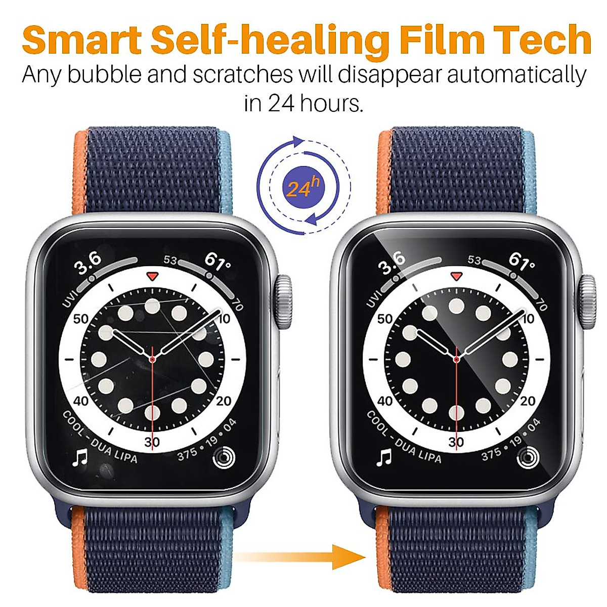 LK [8 Pack Apple Watch 40mm Screen Protector Compatible for Apple Watch Series 6/5 / SE 2 / SE 40mm Series 7 41mm, Self-Healing TPU Material, Scratch-Resistant, Bubble-Free, Ultra-Thin Film, Clear