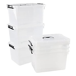 Bblina 10 Liters Clear Storage Boxes, Plastic Organizer Tote Bins Set of 6