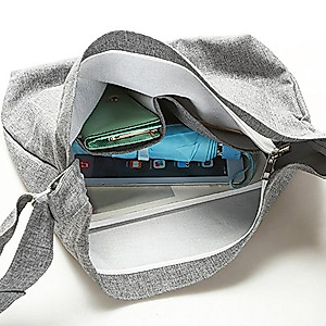 Covelin Women's Retro Large Size Canvas Shoulder Bag Hobo Crossbody Handbag Casual Tote White